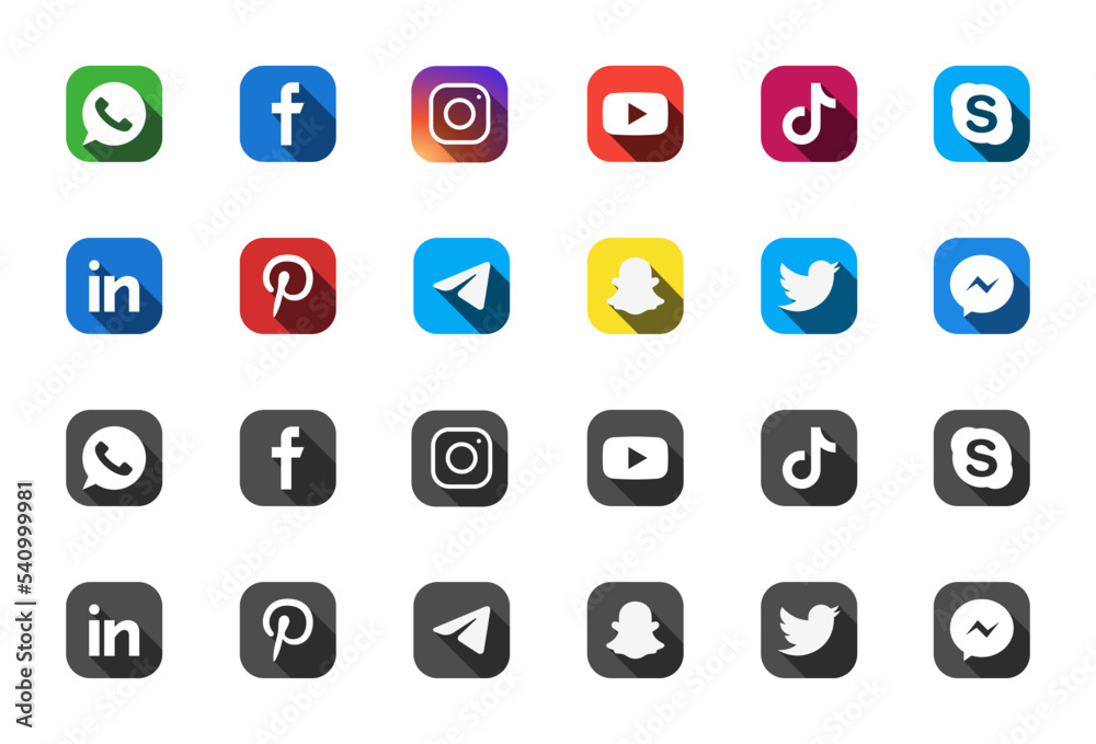 Collection of popular social media logo's. Facebook, instagram, twitter ...