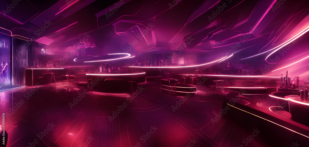 Artistic concept painting painting of a futuristic night club ...