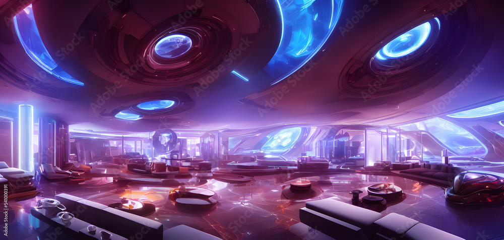 Artistic concept painting painting of a futuristic night club ...