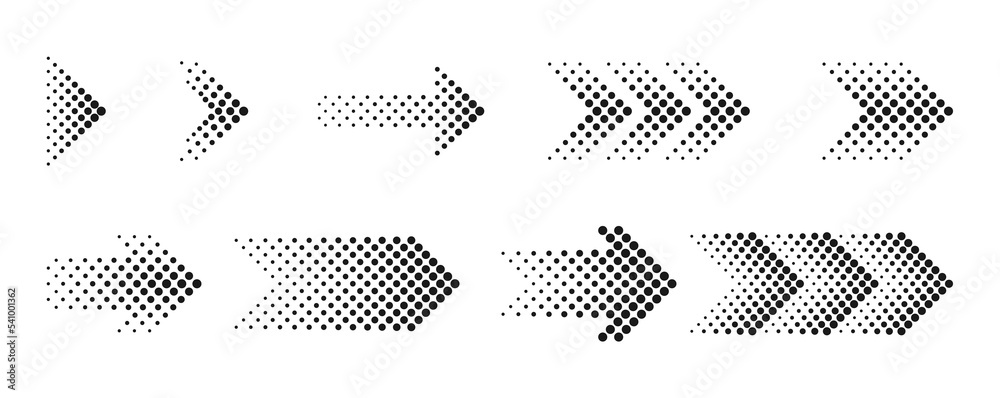 Halftone arrows vector collection. Stock Vector | Adobe Stock