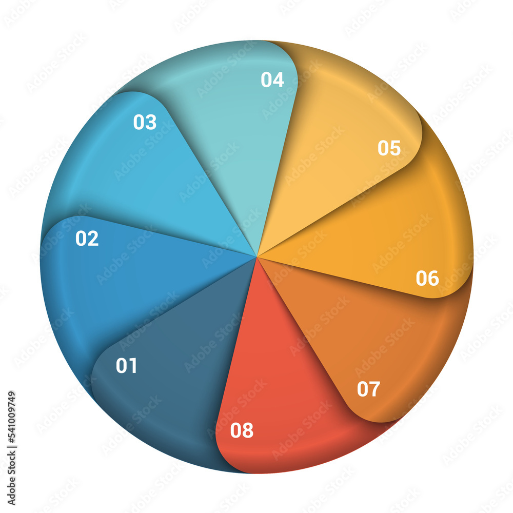 Template for infographics, pie chart 8 positions. Isolated Stock ...