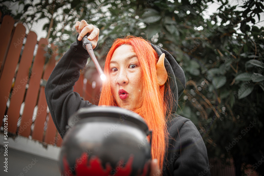 Halloween witchcraft background. The witch is casting a spell. witch ...