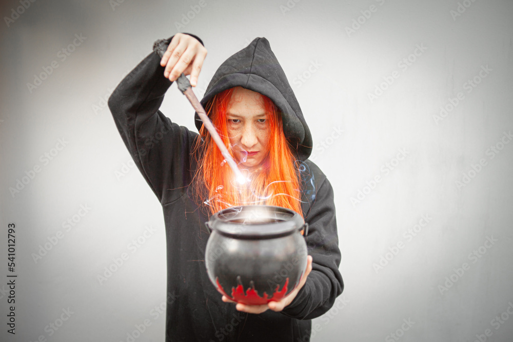 Halloween witchcraft background. The witch is casting a spell. witch ...