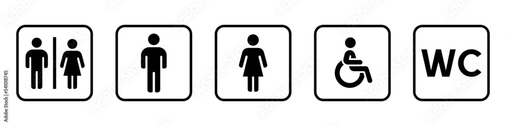 Bathroom symbol. WC symbols set. Toilet icon. Bathroom signs vector ...