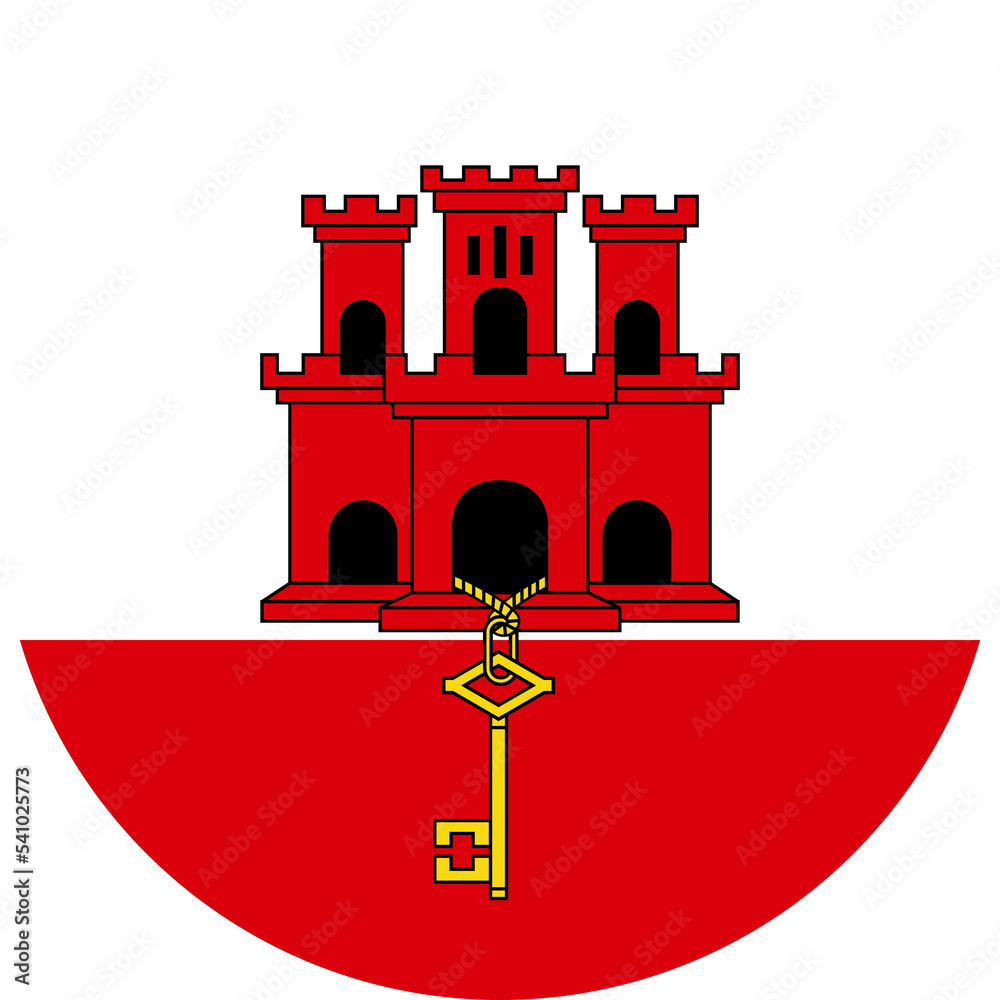 Gibraltar Round Flag. Gibraltarian Circle Circular Flag Symbol Sign ...