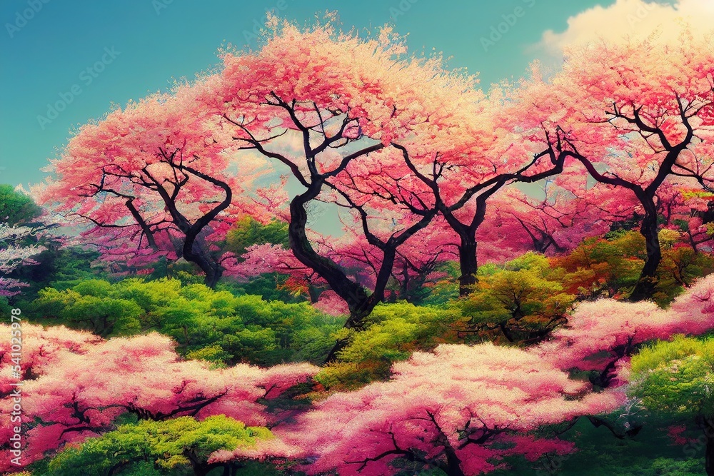 beautiful japan sakura trees landscape wallpaper genshin impact inazuma ...