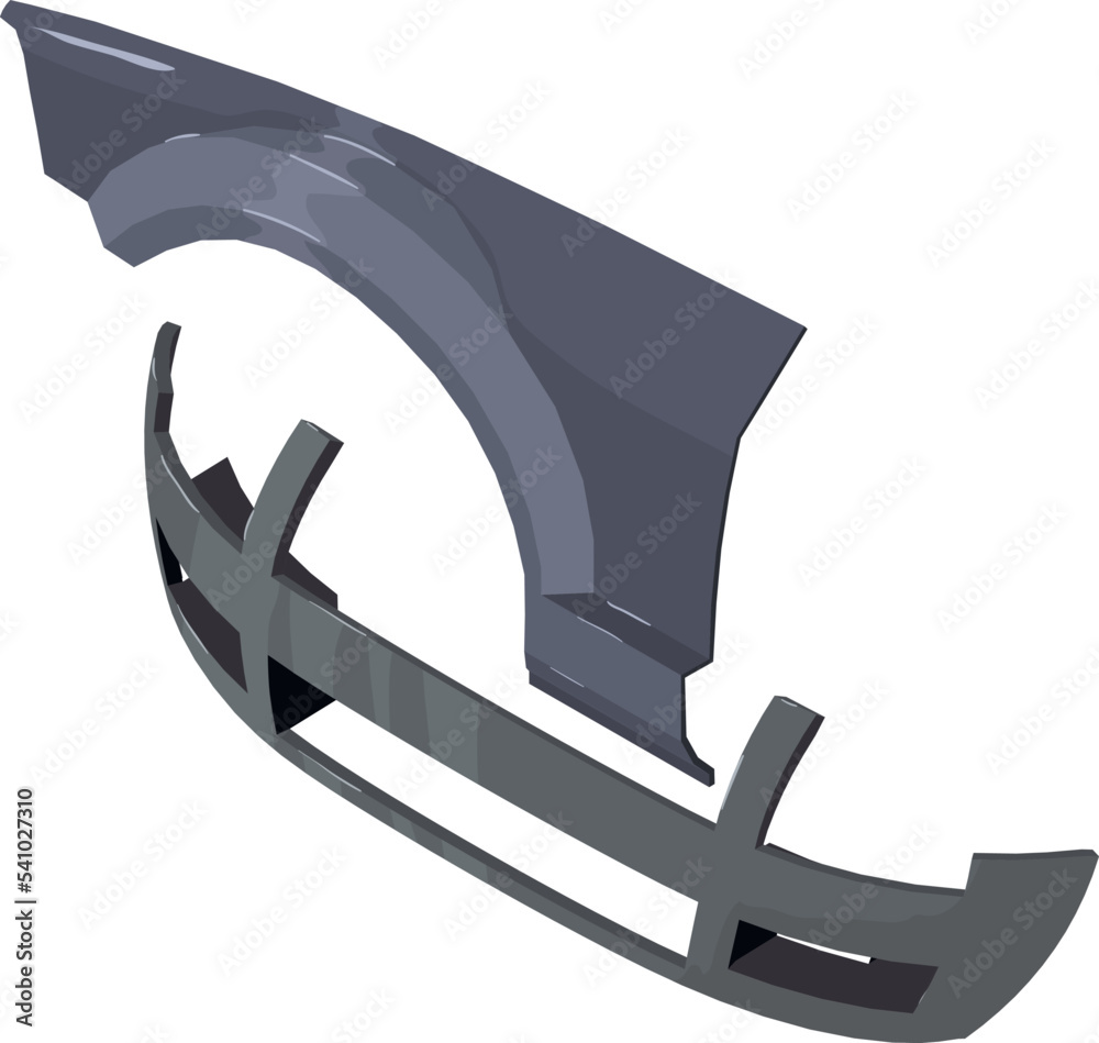 Autopart icon isometric vector. Black new car fender and car front ...