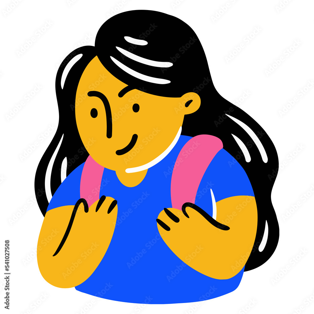 Cute Girls wearing backpack in trendy illustration and color for back ...