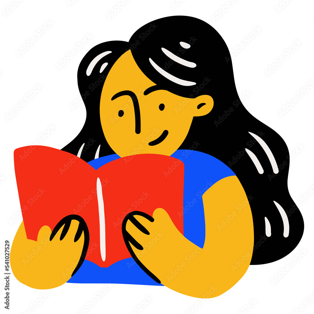 Cute Girls reading the book in trendy illustration and color for back ...