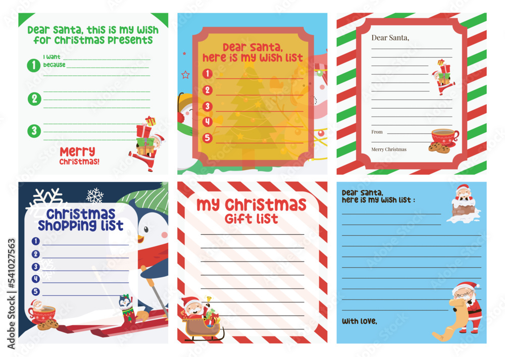 Beautiful Christmas letter template. Cute Christmas gift list design ...