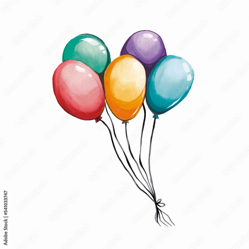 Colorful balloons isolated on white background. Vector illustration ...