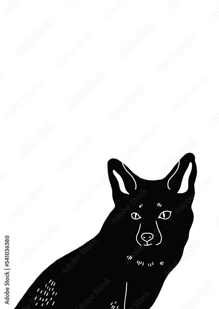 Black Fox A4 size Poster with PNG transparent isolated drawing ...