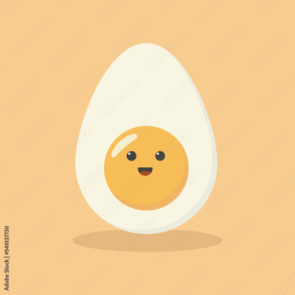 Vecteur Stock Cute cartoon character design of boiled egg vector ...