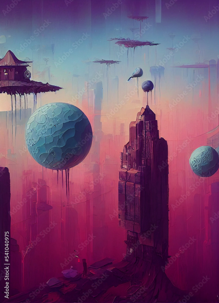 dystopian futuristic planet earth, digital art, illustration Stock ...