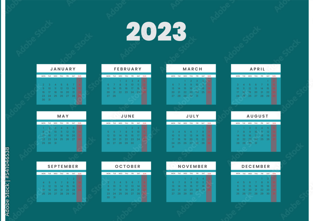 2023 Calendar Illustration Stock Vector | Adobe Stock