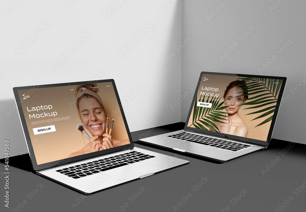 Two Laptops Mockup Stock Template | Adobe Stock