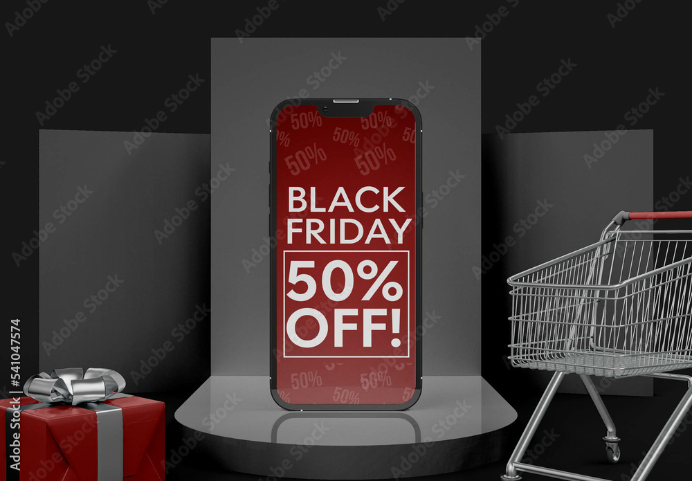 Smartphone Screen with Black Friday Theme Mockup Stock Template | Adobe ...