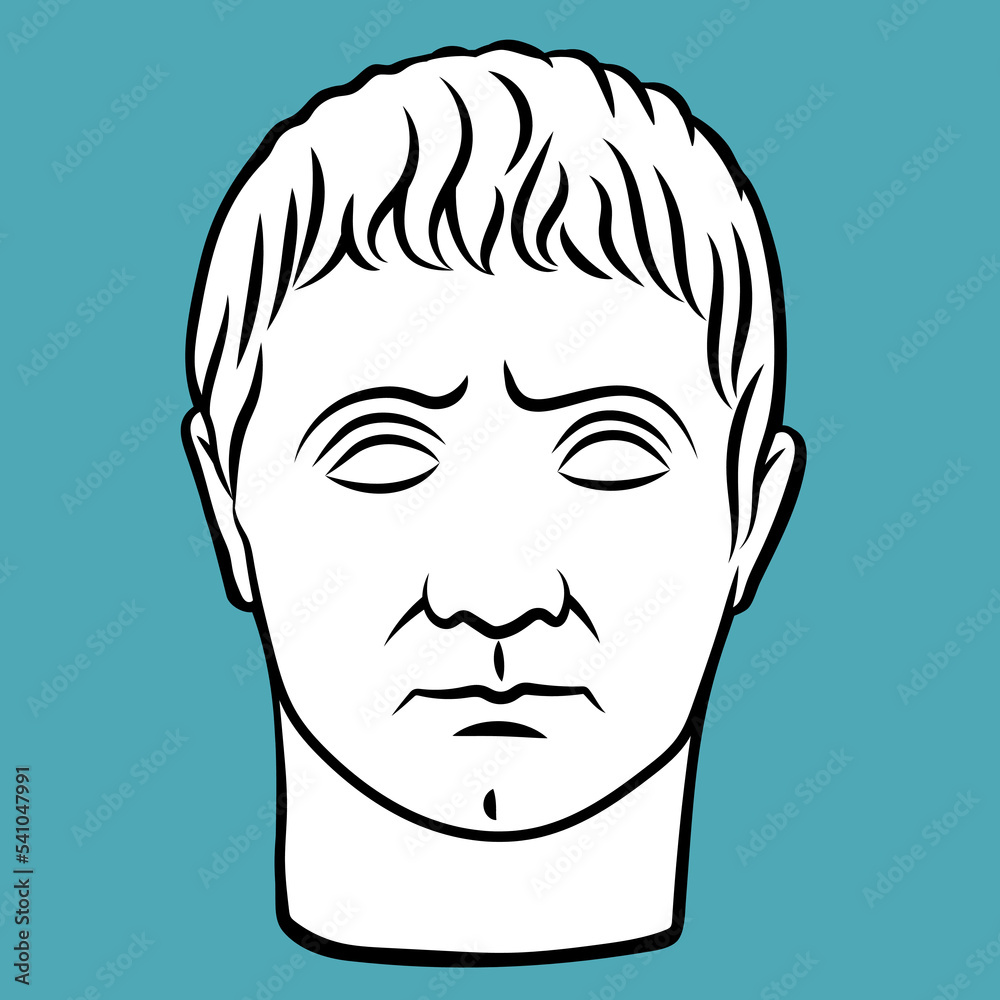 Ancient Roman Man Head Full Face. Statue of Germanicus Iulius Caesar ...