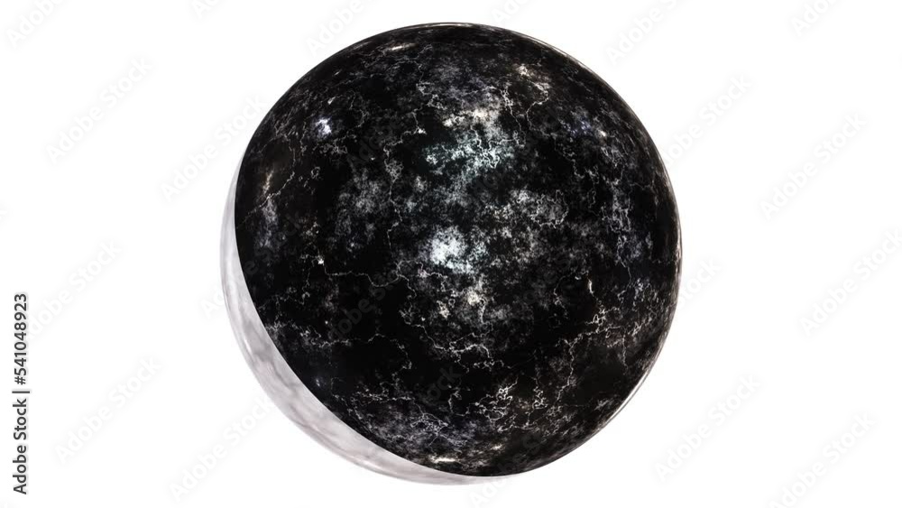 Realistic looping 3D animation of the spinning white marble and black ...