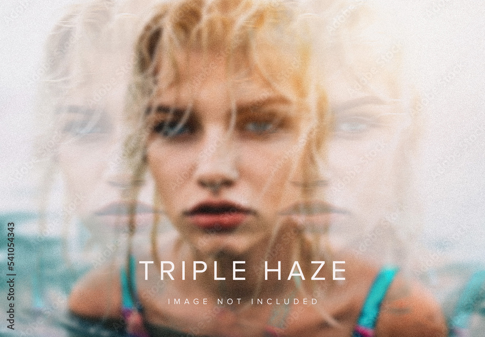 Triple Haze Blurred Photo Effect Mockup Stock Template | Adobe Stock