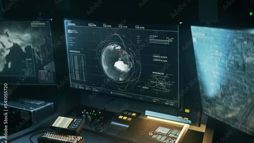 Video Stock Spy Satellite Surveillance Network System Scans Digital ...