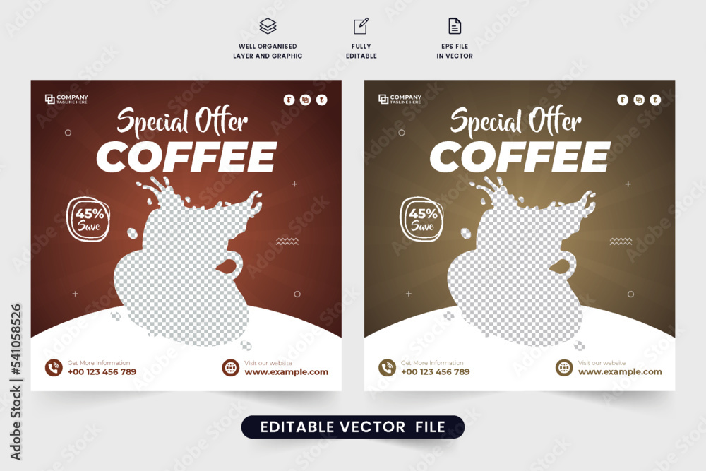 Special coffee social media post vector with discount offers. Cafe and ...
