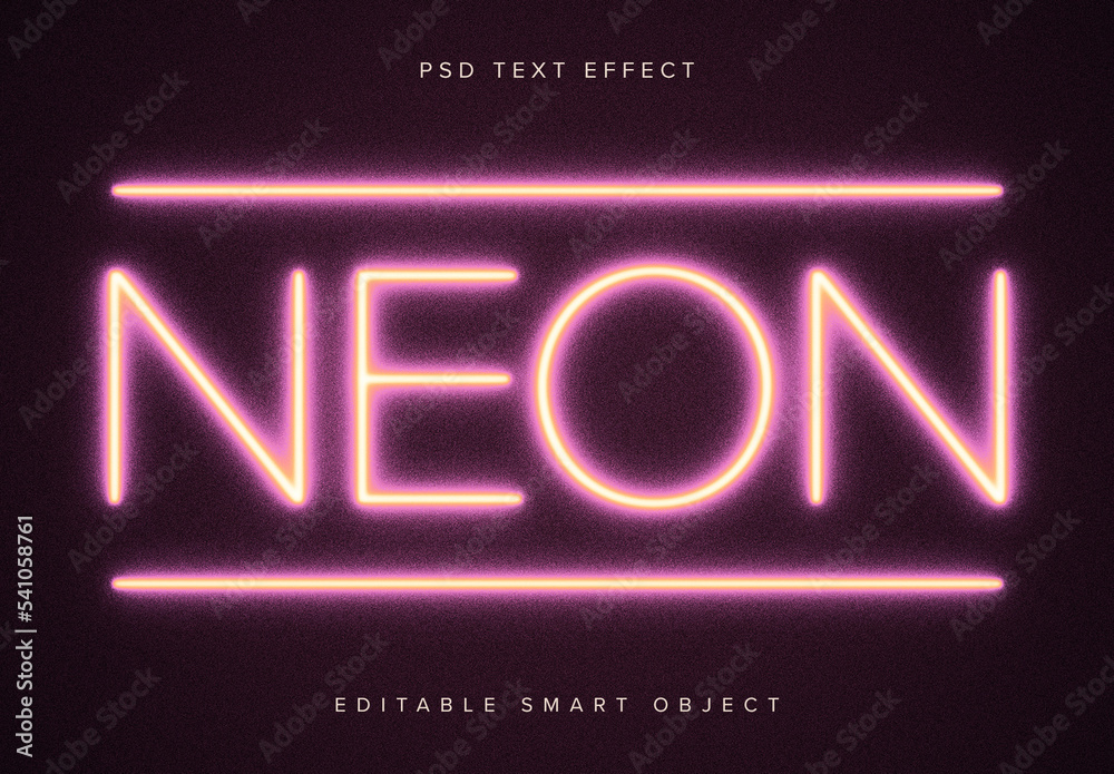 Pink Neon Text Effect Mockup Stock Template | Adobe Stock