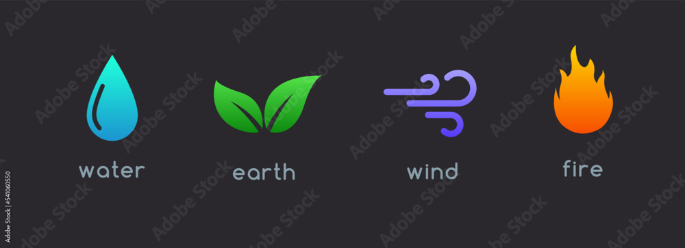 Vector four elements air water fire earth symbol logo. Nature abstract ...