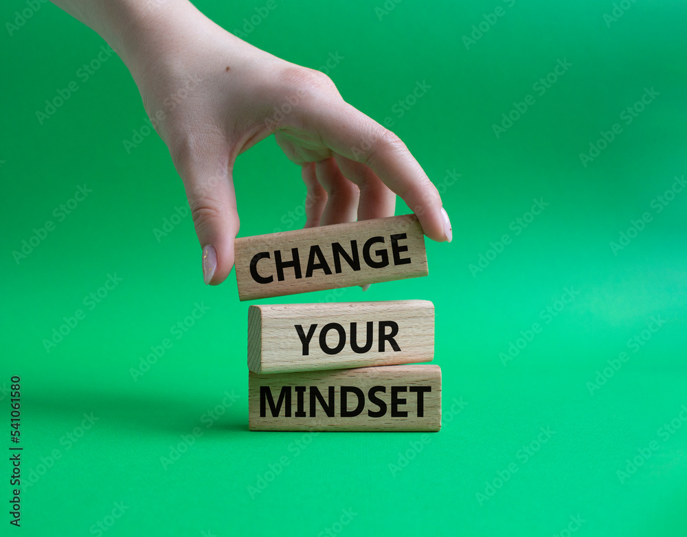 Change your mindset symbol. Concept words Change your mindset on wooden ...