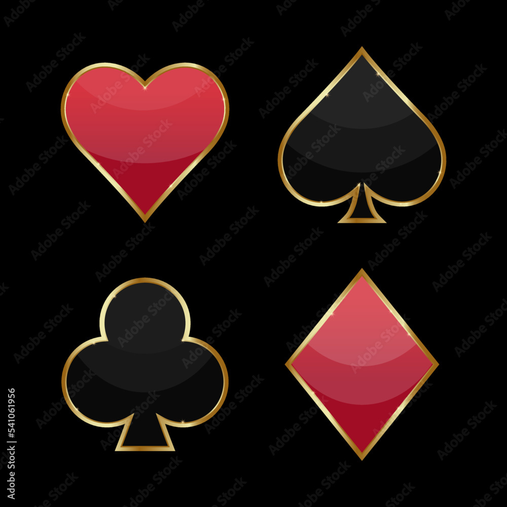 Diamond, clubs, heart, clover. Vector symbols of playing cards. Play ...