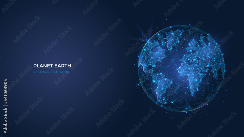 Vetor de Futuristic abstract symbol blue planet earth. Concept blue ...