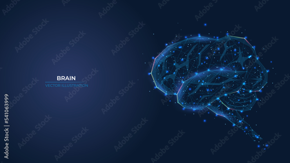 Futuristic abstract symbol of the human brain. Concept blue neurons ...