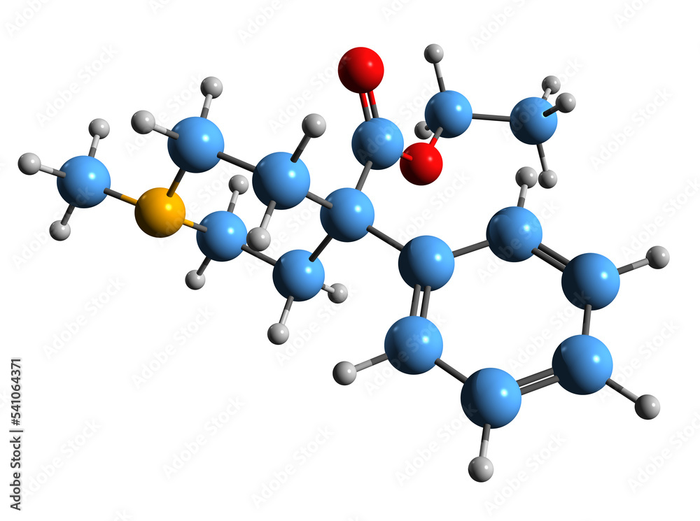 3D image of Pethidine skeletal formula - molecular chemical structure ...