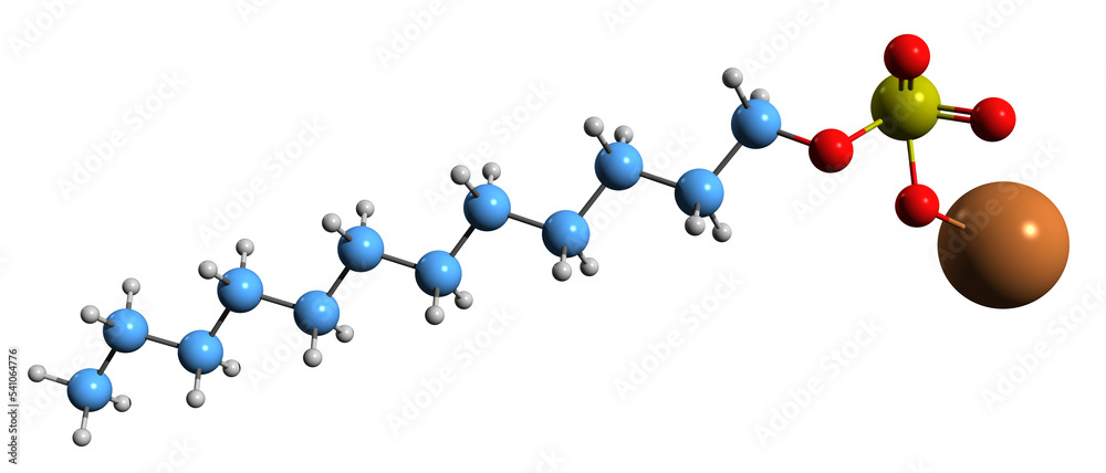 3D image of Potassium lauryl sulfate skeletal formula - molecular ...