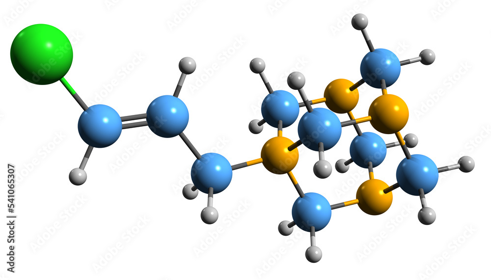 3D image of quaternium 15 skeletal formula - molecular chemical ...