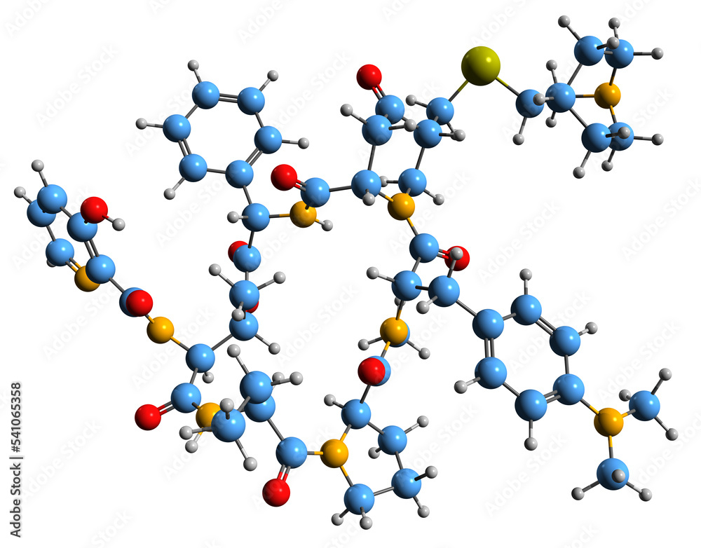 3D image of Quinupristin skeletal formula - molecular chemical ...