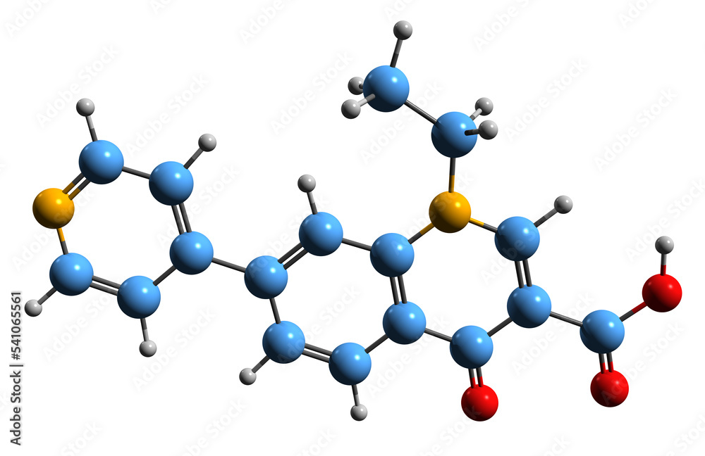 3D image of Rosoxacin skeletal formula - molecular chemical structure ...