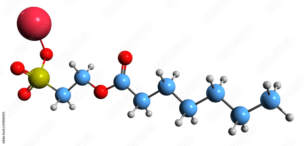 3D image of Sodium capryloyl isethionate skeletal formula - molecular ...
