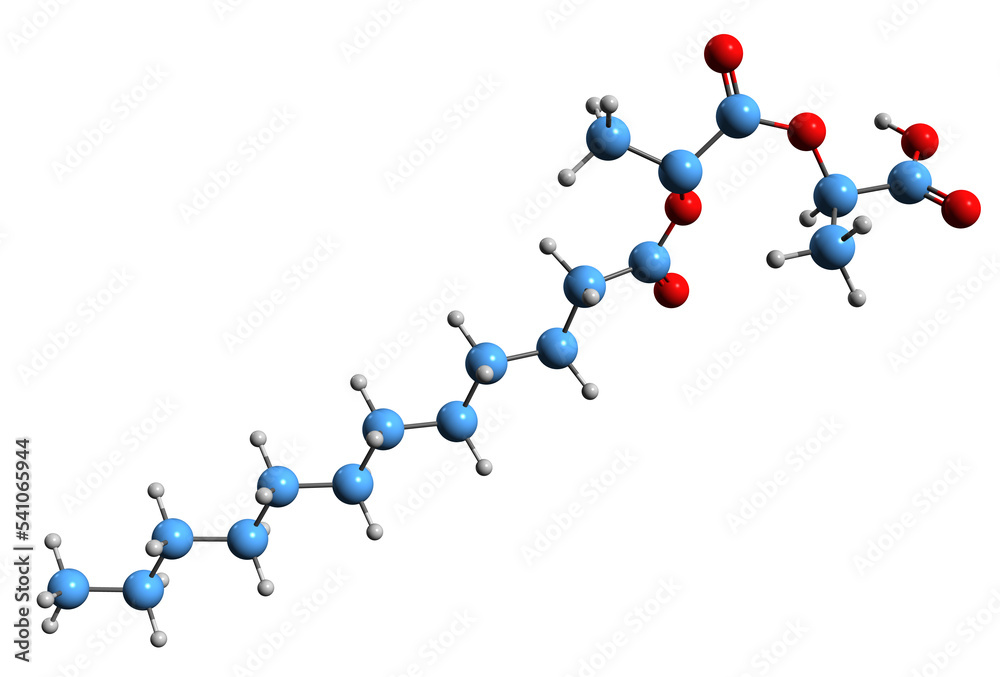 3D image of Sodium Lauroyl Lactylate skeletal formula - molecular ...