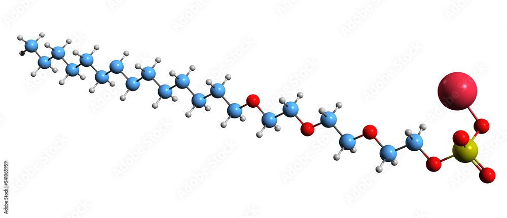 3D image of Sodium Myreth Sulfate skeletal formula - molecular chemical ...