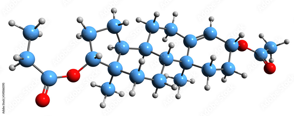 3D image of Testosterone acetate propionate skeletal formula ...