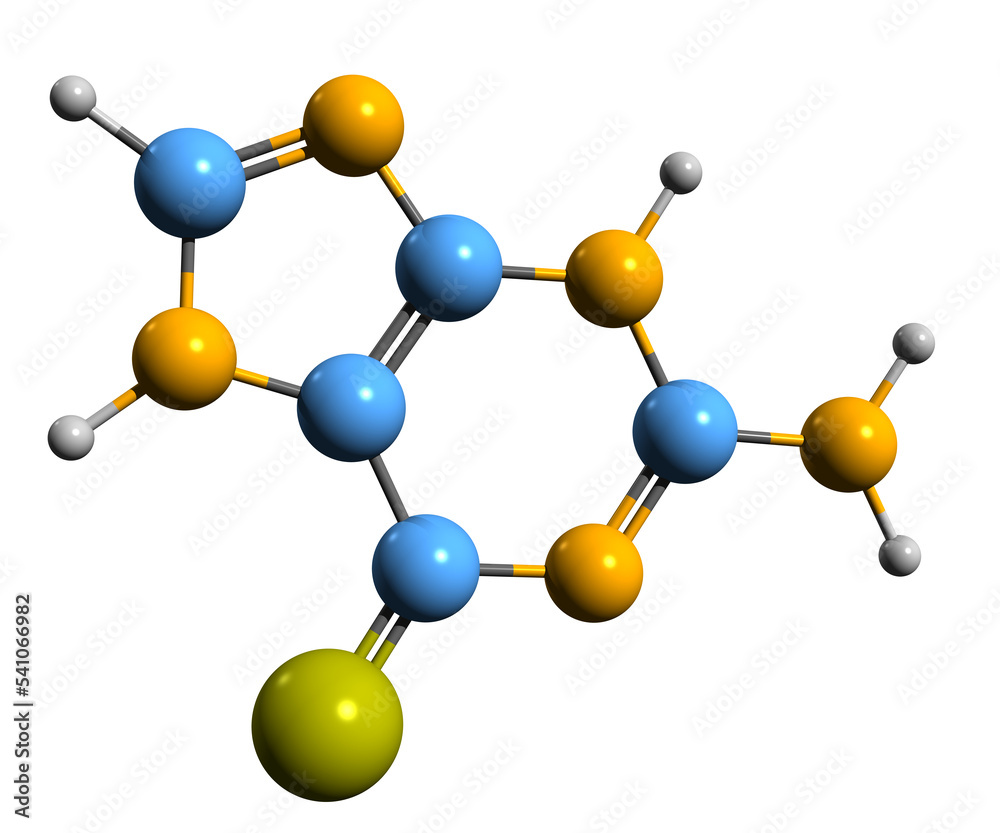3D image of Tioguanine skeletal formula - molecular chemical structure ...