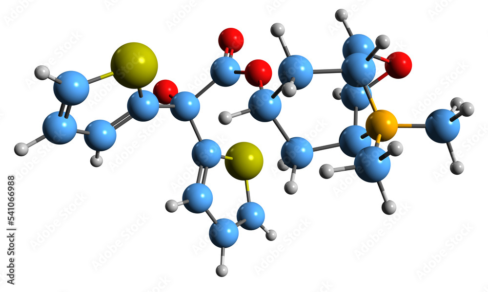 3D image of Tiotropium bromide skeletal formula - molecular chemical ...
