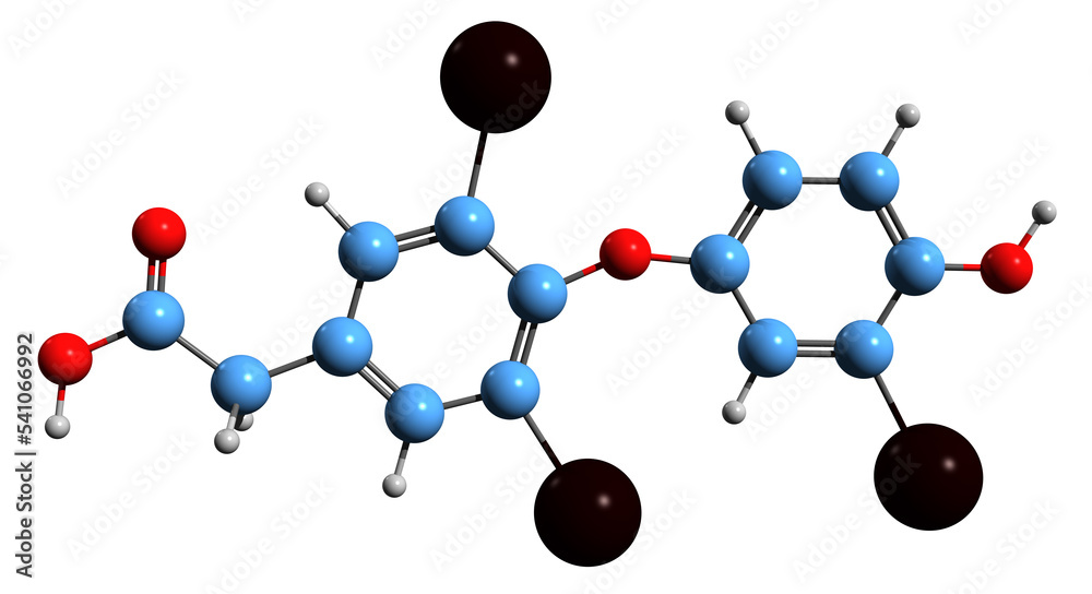3D image of Tiratricol skeletal formula - molecular chemical structure ...