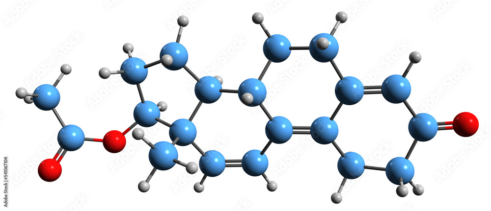 3D image of Trenbolone acetate skeletal formula - molecular chemical ...