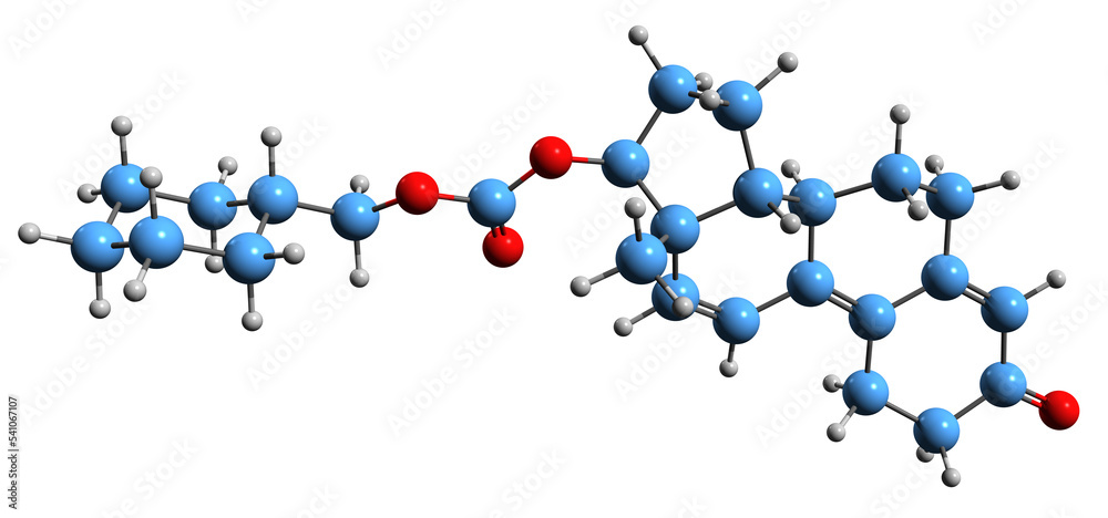 3D image of Trenbolone hexahydrobenzylcarbonate skeletal formula ...