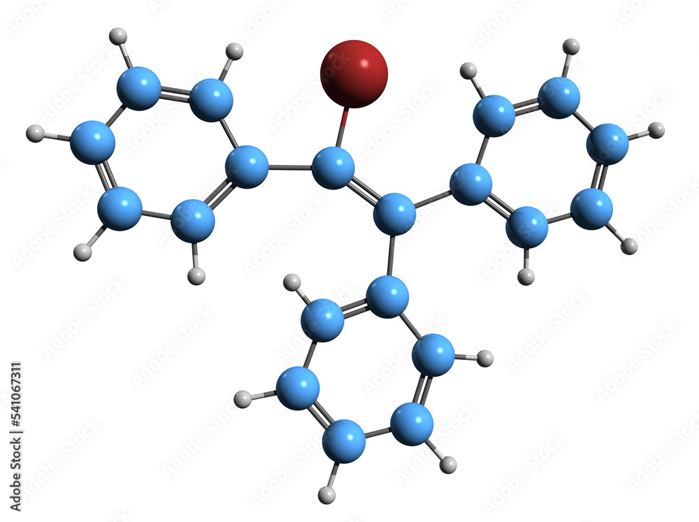 3D image of Triphenylbromoethylene skeletal formula - molecular ...