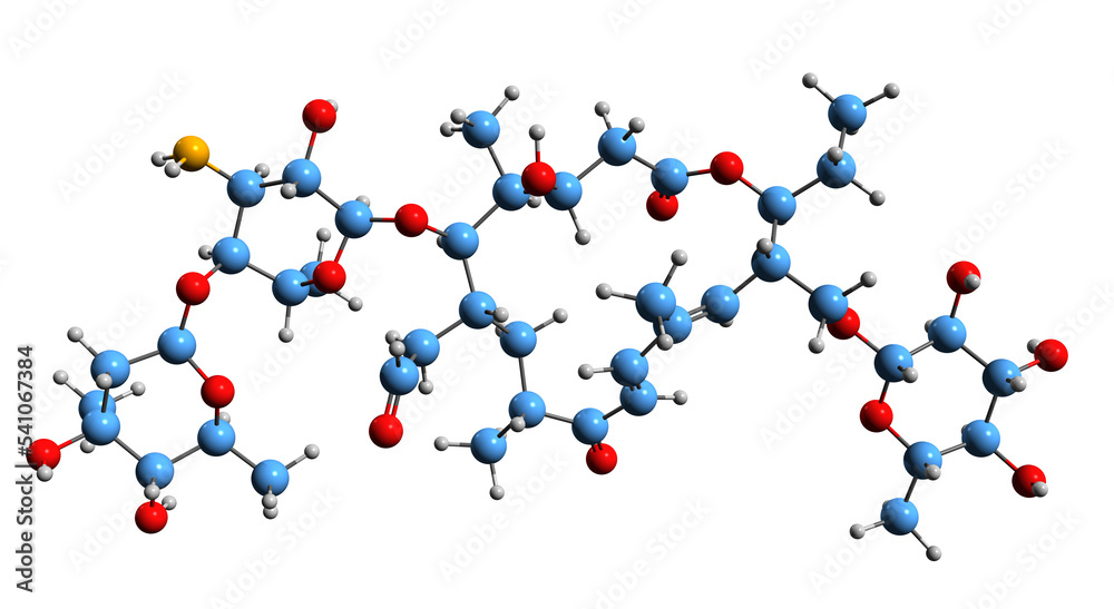 3D image of Tylosin skeletal formula - molecular chemical structure of ...