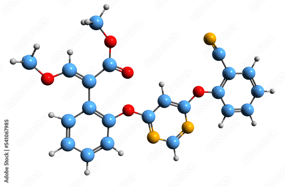 3D image of Azoxystrobin skeletal formula - molecular chemical ...
