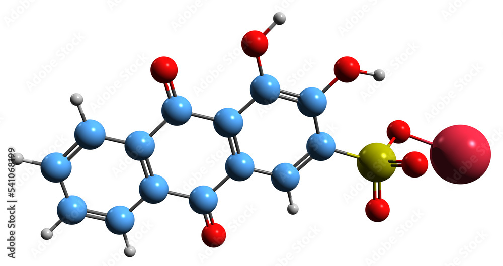 3D image of Alizarin Red S skeletal formula - molecular chemical ...